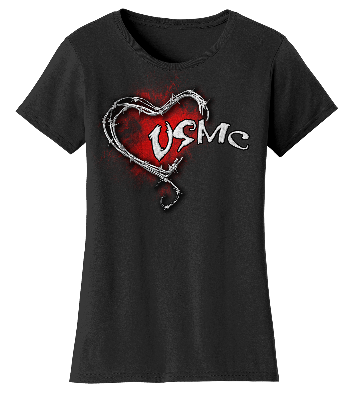 Barbed Heart USMC Ladies Tee-Black – Frontline Military Apparel